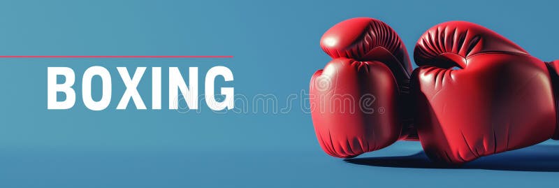 Classic Red Boxing Gloves on a Blue Background with Bold Boxing Text ...