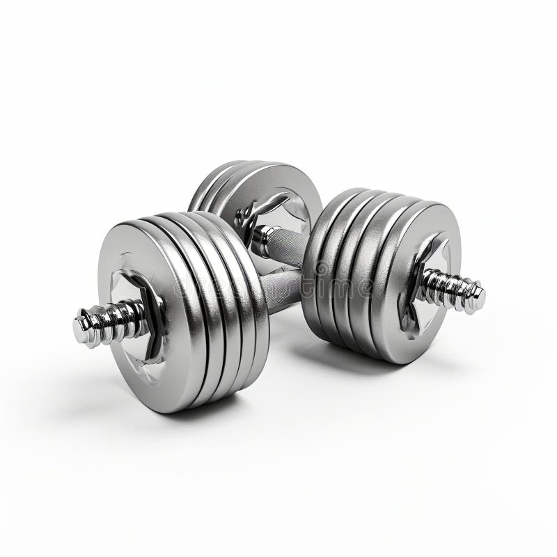 Set of Two Silver Metal Adjustable Dumbbells Isolated on White ...