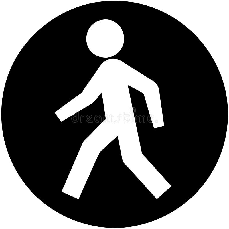 Pedestrian Walking Symbol Vector Black Circle Background Stock ...