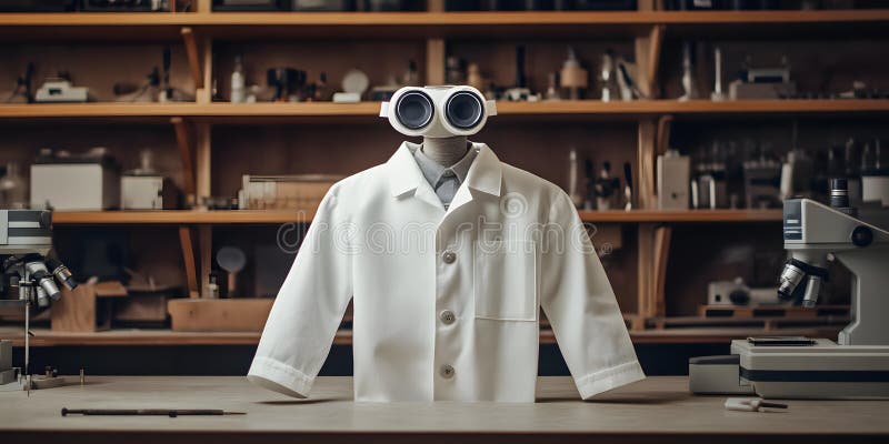 Scientist in Laboratory with Binoculars Stock Illustration ...