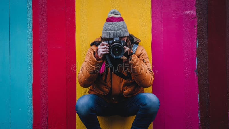 A Photographer Captures Creativity in Vibrant Surroundings. Colorful ...