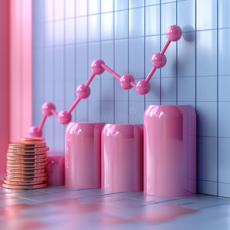 Pink Growth Chart stock illustration. Illustration of gold - 336870689