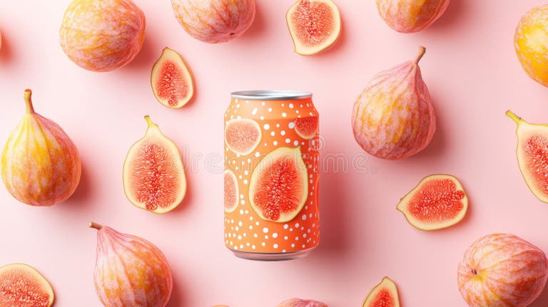 The Image Features a Pink Guava Can with Floating Fruit Set Against a ...