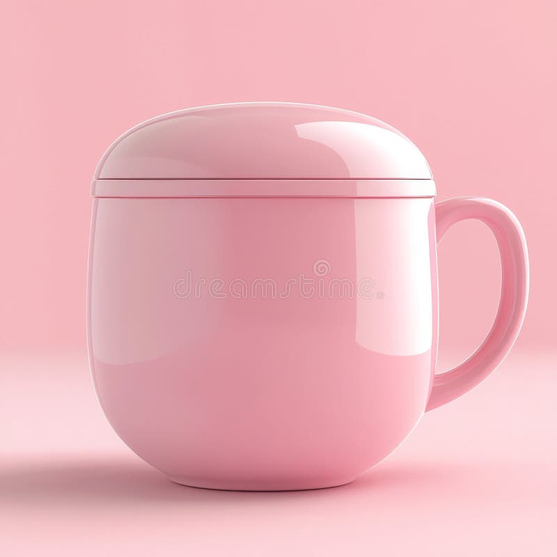 The Image Features a Pink Mug Set Against a Pastel-colored Background ...