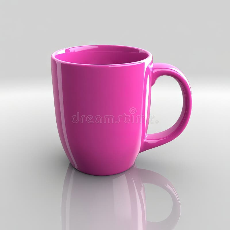 The Image Features a Pink Mug Set Against a Pastel-colored Background ...