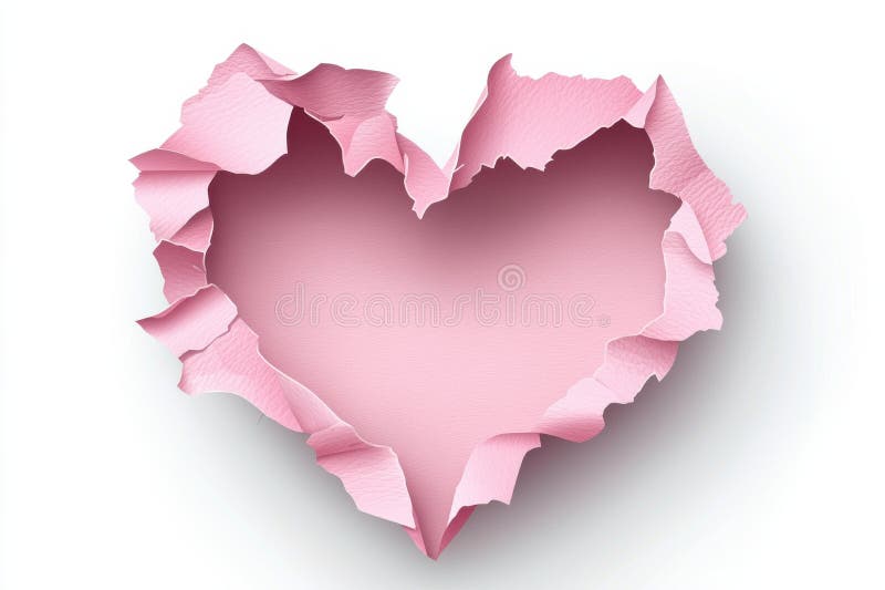 Pink Paper Heart with Torn Edges Creating a Unique Design Stock Photo ...
