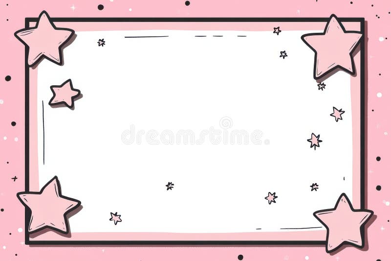 Pink Rectangular Card with Stars Border and White Background, Perfect ...