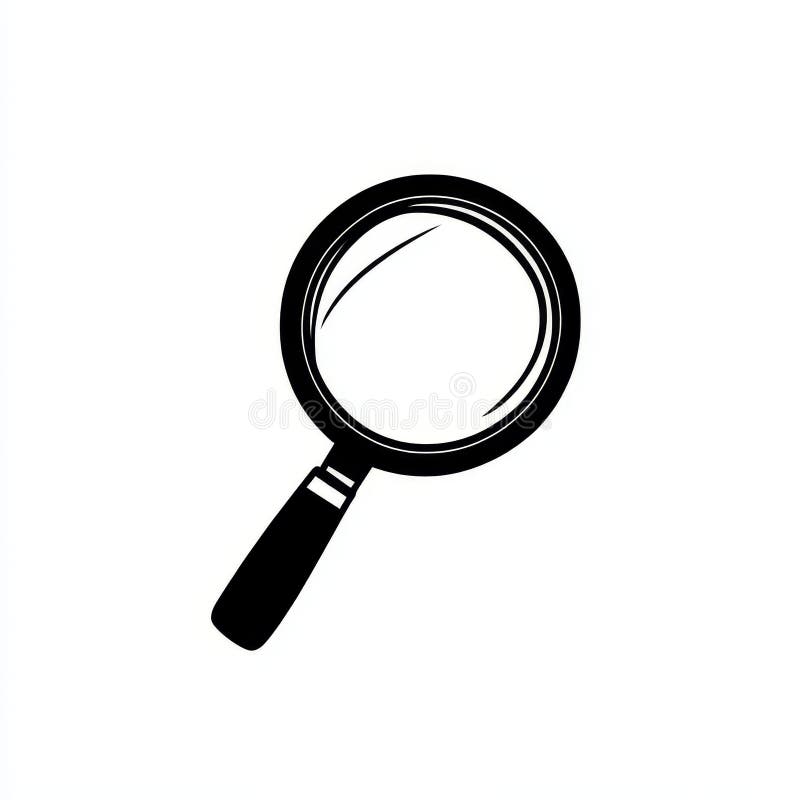 The Image Features a Plain Black and White Magnifying Glass on a White ...
