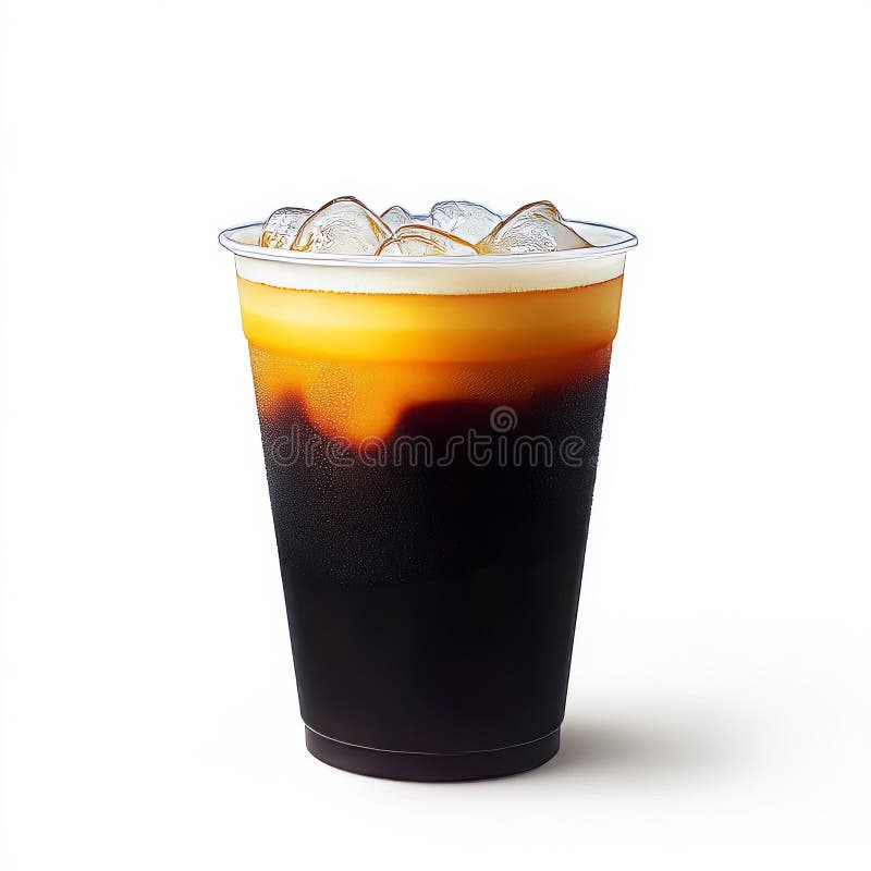 The Image Features a Plastic Cup of Cold Brewed Ice Latte Coffee ...