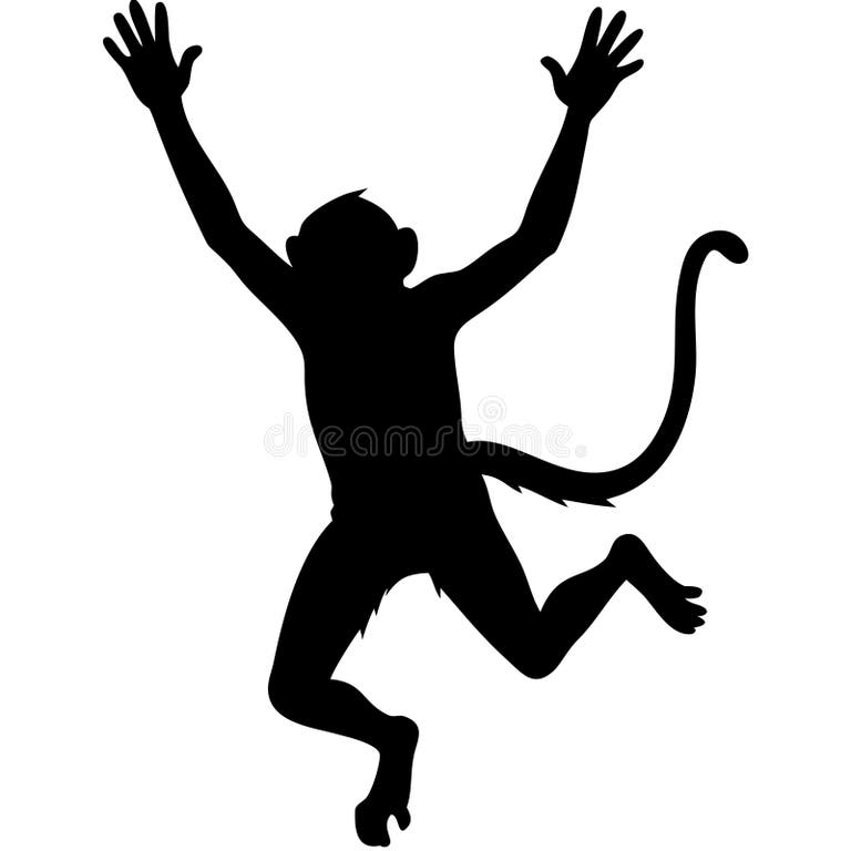 Monkey Silhouette Vector Art Jumping Pose for Creative Design and ...
