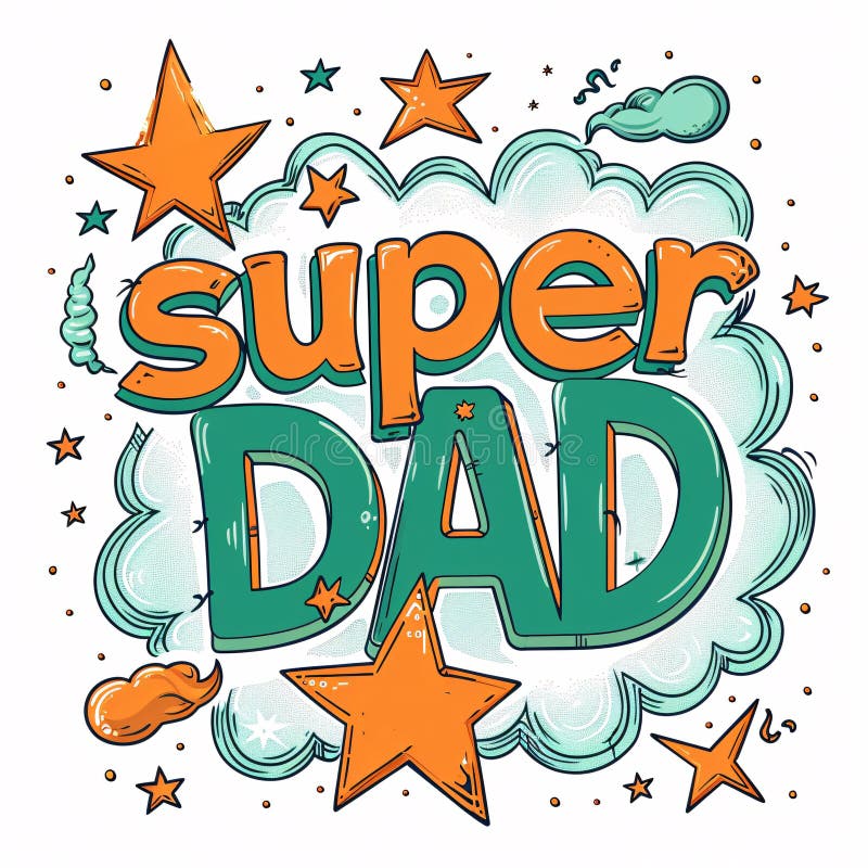 "Super Dad" Colorful Comic Style Poster, Father S Day Card Stock ...