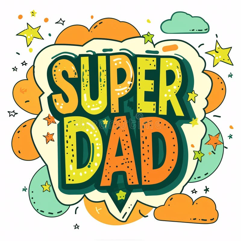 "Super Dad" Colorful Comic Style Poster, Father S Day Card Stock ...