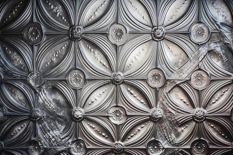 Pressed Tin Ceiling with Intricate Embossed Designs Texture Stock ...