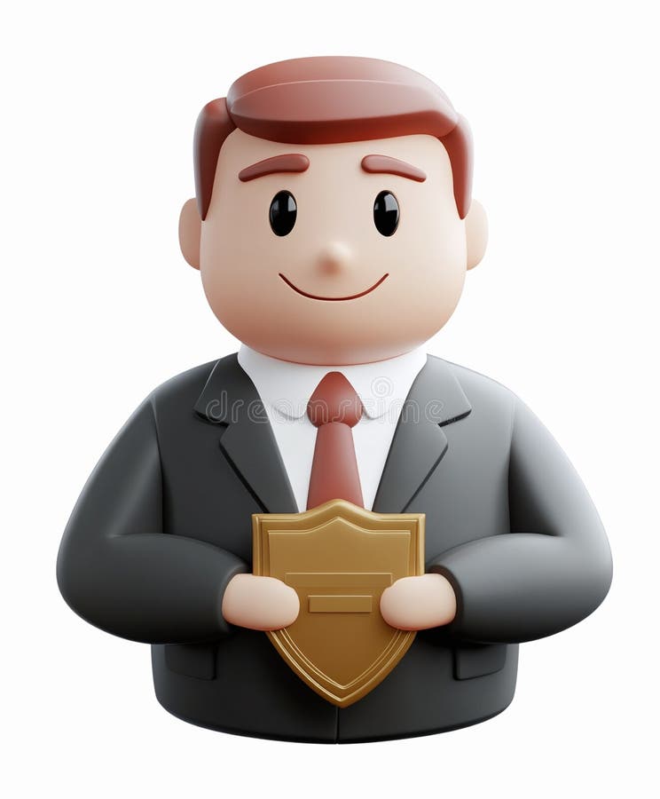 Professional Businessman Character Holding Security Shield in Suit ...