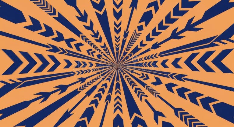 Radial Arrow Pattern in Blue and Orange Hues Stock Illustration ...