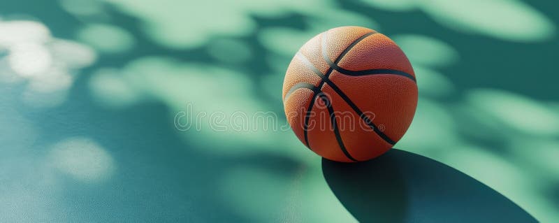 3D Render of a Basketball on an Outdoor Court with Shadows Stock ...