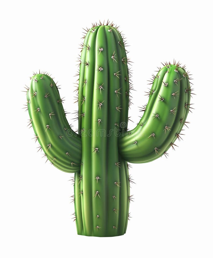 Realistic Green Cactus with Spines Multi-Arm Design for Nature Themes ...