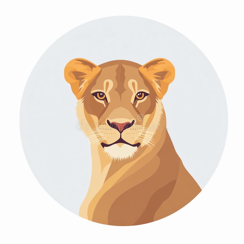 Realistic Lioness Portrait in Circular Frame Ideal for Nature and ...