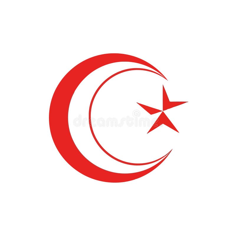 Vector Art of Red Crescent Moon and Star, a Symbol Associated with ...