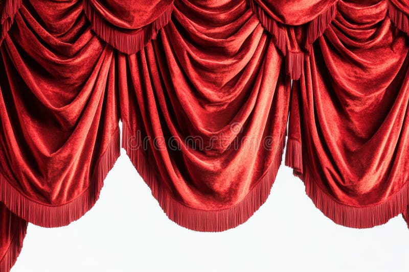 The Image Features a Red Curtain that is Open and Isolated on a ...