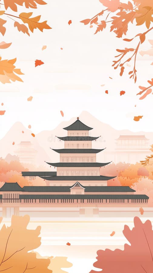 The Image Features a Red Lantern Hanging Amidst an Asian Cityscape ...