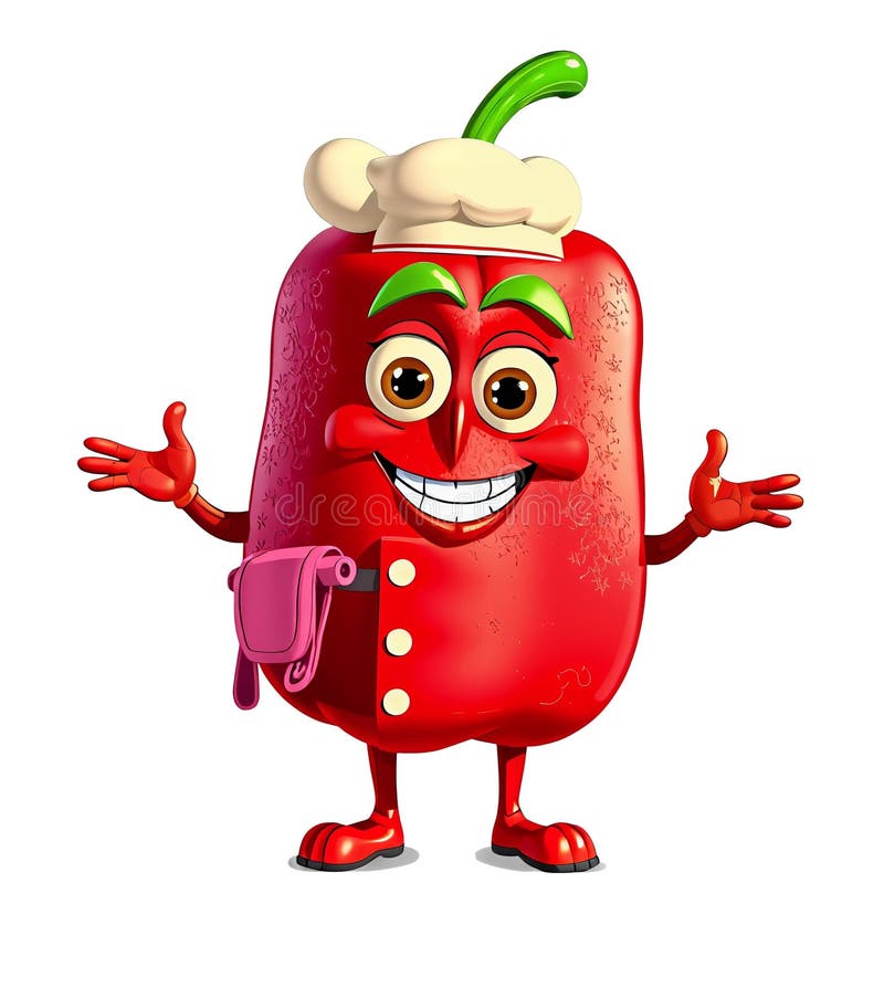 A Cheerful, Anthropomorphic Red Pepper Character with a Chef S Hat and ...