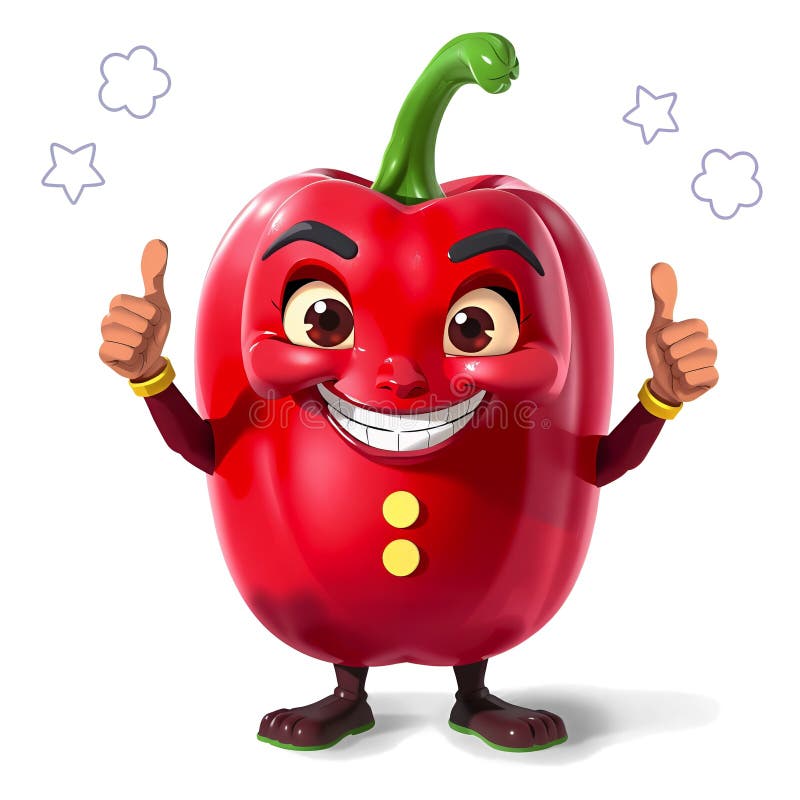 A Cheerful, Anthropomorphic Red Pepper Character with a Smiling Face ...
