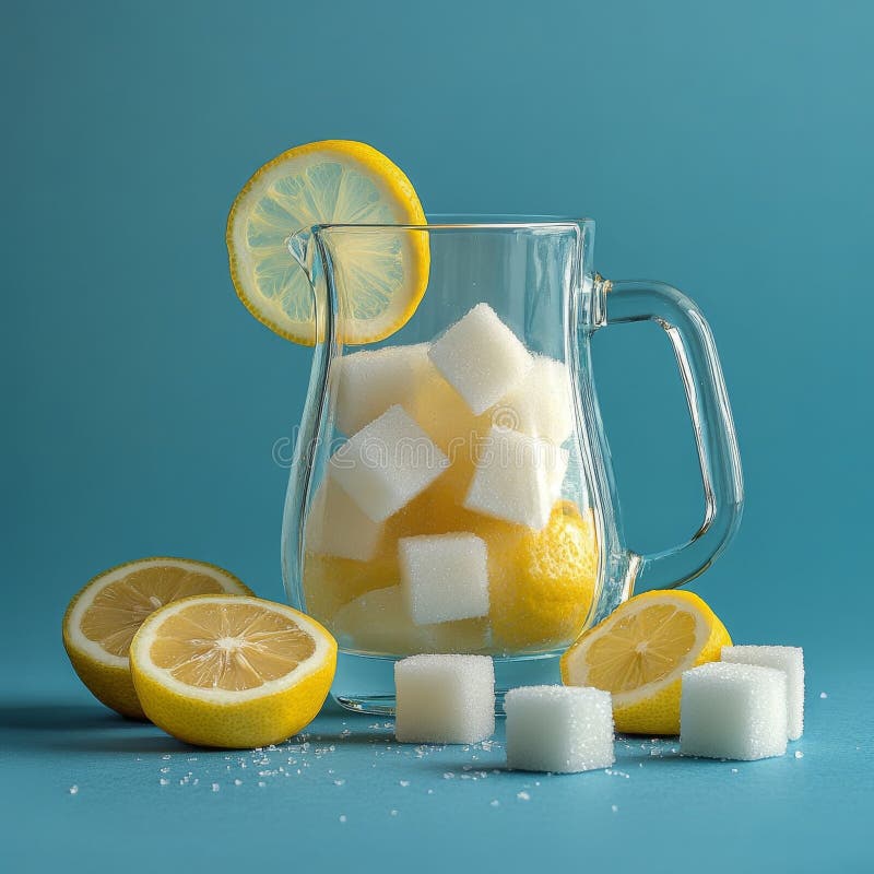 Refreshing Pitcher of Lemonade on a Wooden Table. Stock Photo - Image ...