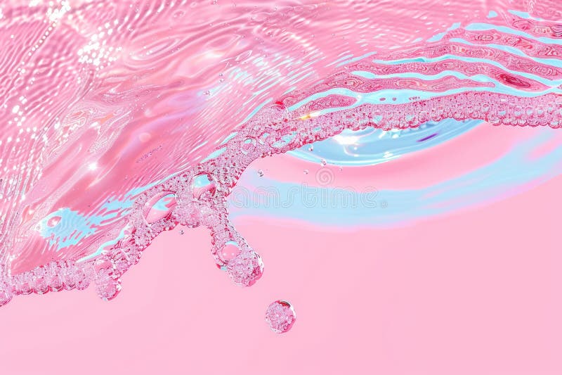 Summer Refreshment: Pink Water Texture with Mint Waves and Bubbles ...