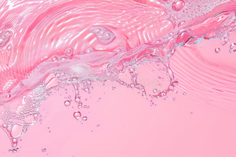 Summer Refreshment: Pink Water Texture with Mint Waves and Bubbles ...