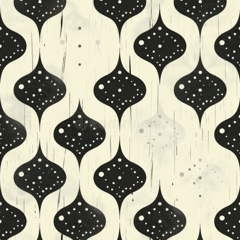 Black and White Abstract Pattern on Cream Background Stock Illustration ...