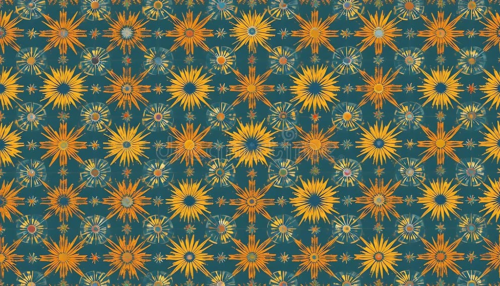 This Image Features a Repeating Geometric Pattern with Golden ...