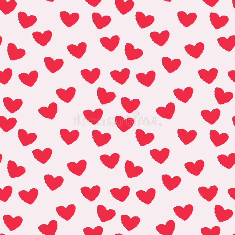 The Image Features a Repeating Pattern of Red Hearts on a Light Pink ...