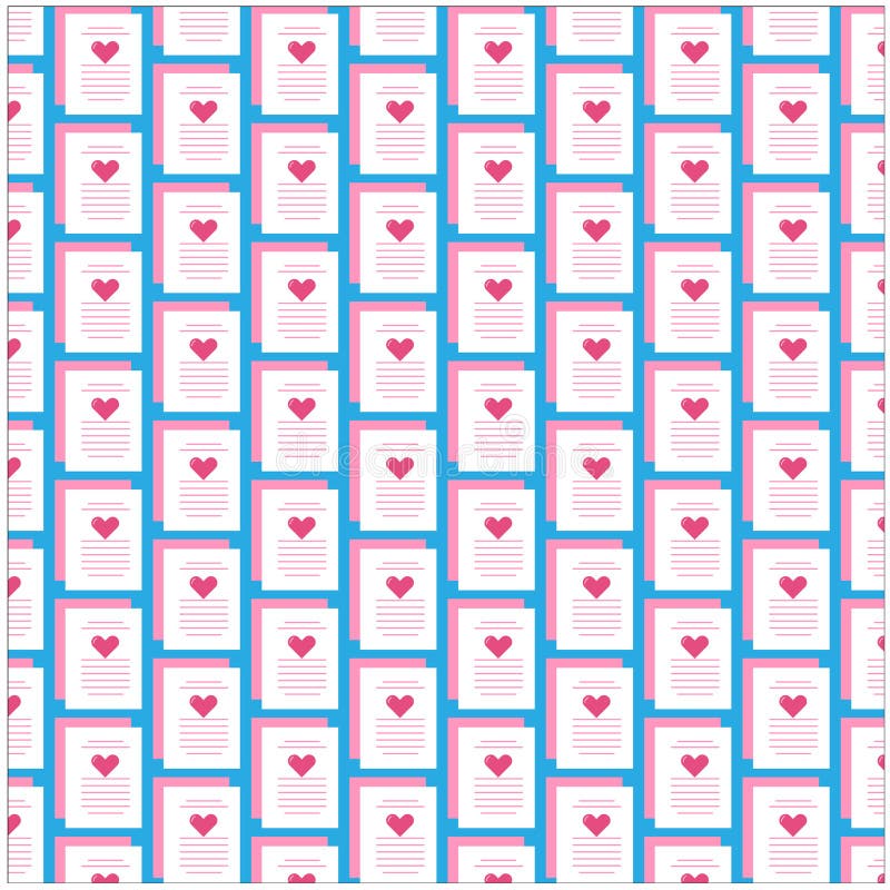 Love Letter Grid: a Document Pattern Repeat Stock Illustration ...