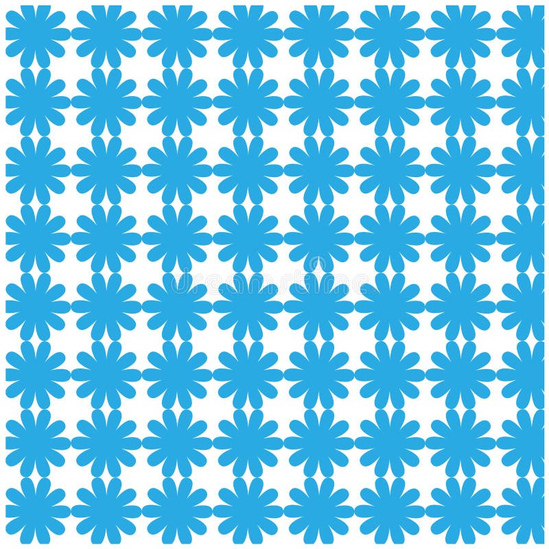 Blue Bloom Grid: Geometric Flower Pattern Repeat Stock Illustration ...