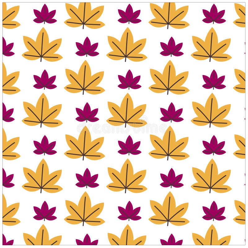 Autumn Leaf Grid: Yellow and Magenta Pattern Repeat Stock Illustration ...