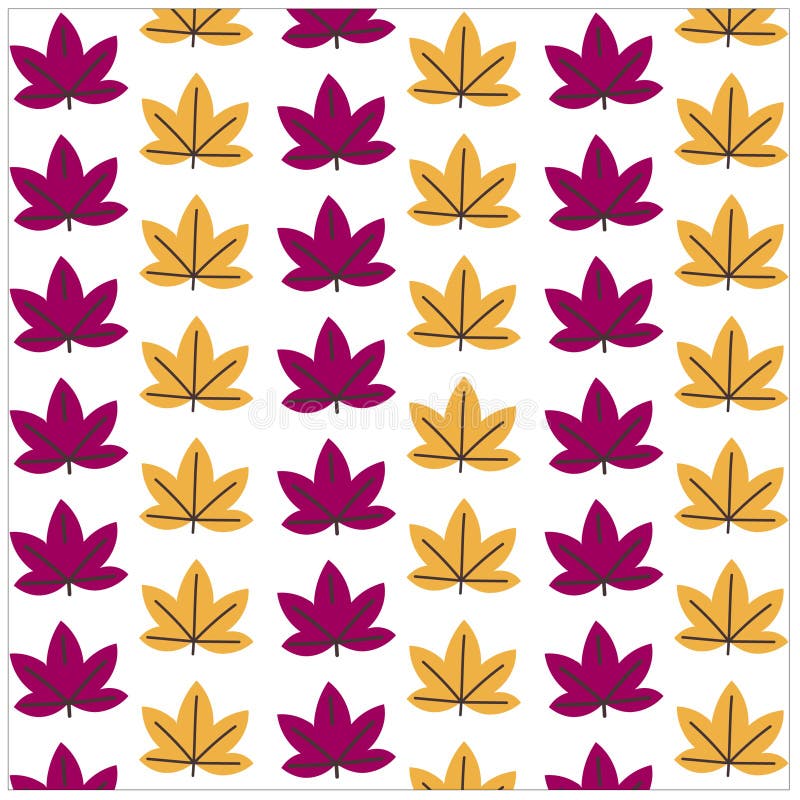 Autumn Leaf Grid: Magenta and Gold Pattern Repeat Stock Illustration ...