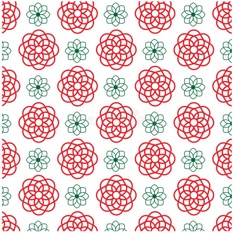 Red Lace & Green Outline Grid: Repeating Pattern Stock Illustration ...