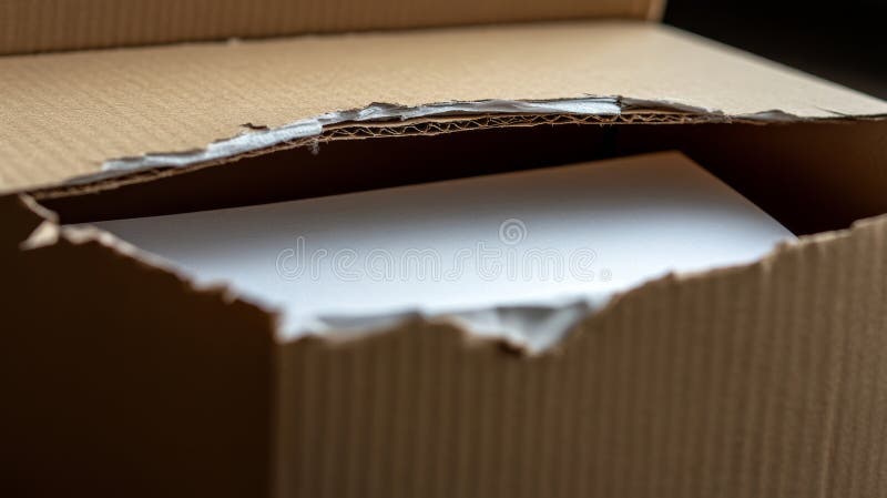 The Image Features a Ripped Box on a White Background, Conveying a ...