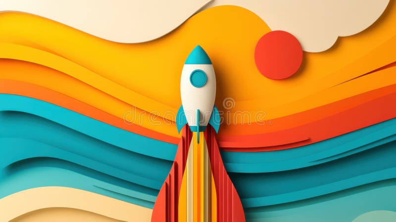 Stylized Rocket Soaring Blue Sky Stock Photos - Free & Royalty-Free ...
