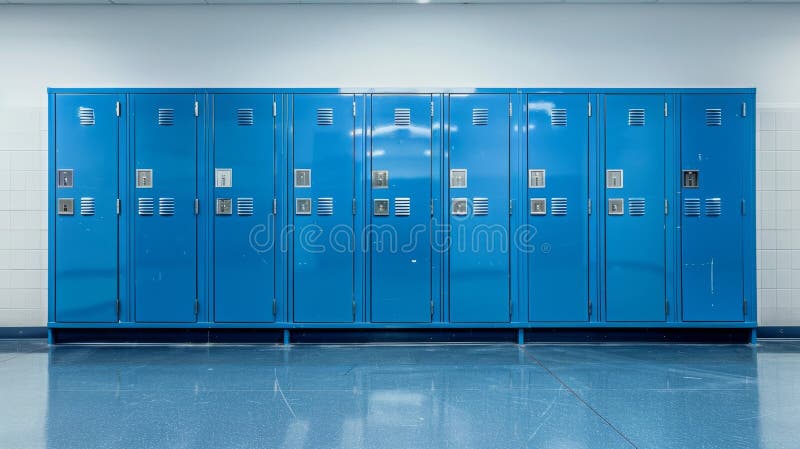 Blue School Lockers Generative AI Stock Photo - Image of reliable ...