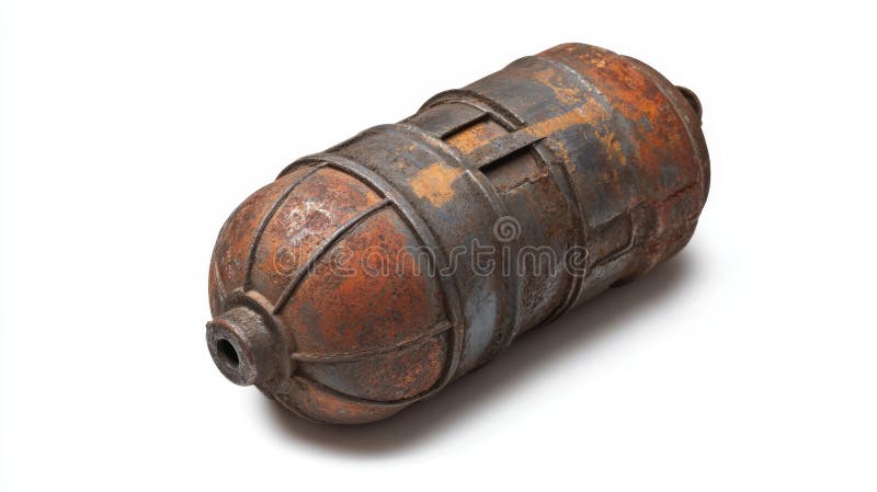 An Aged and Rusted Cylindrical Object Lies on a Neutral Backdrop. Its ...