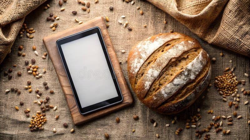 Artisan Bread & Tablet Mockup Stock Illustration - Illustration of ...