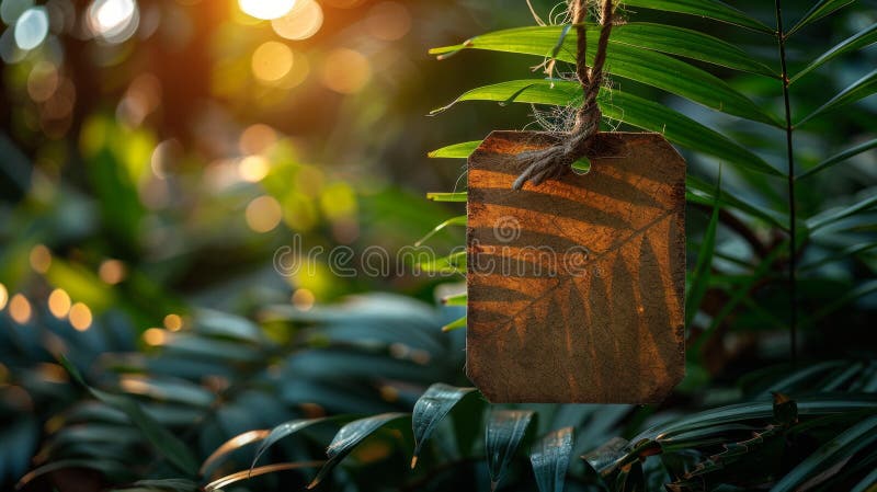 Nature Tag Hanging on Leaves - Generative AI Stock Image - Image of ...