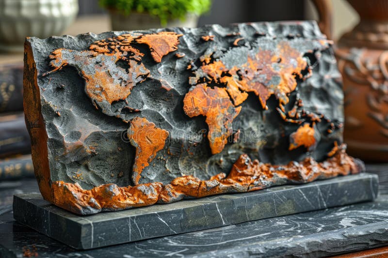Rusty World Map Sculpture stock illustration. Illustration of object ...