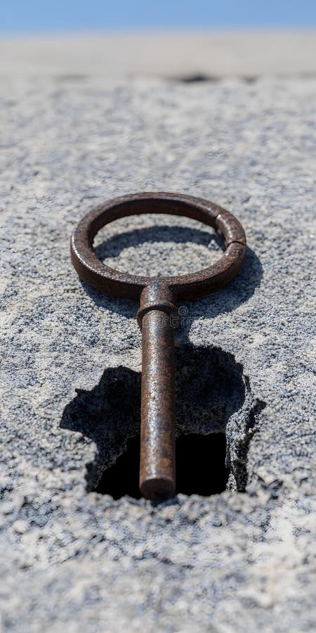Rusty Metal Ring Protruding from Concrete Stock Illustration ...