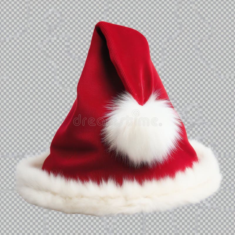 High-Texture Santa Cap on Transparent Background for a Festive Look ...