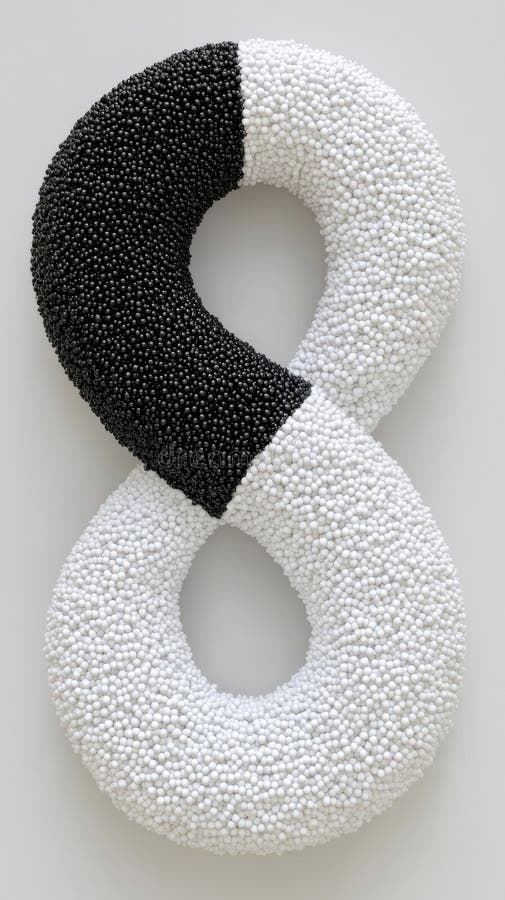 Sculptural Infinity Loop with Contrasting Black and White Textured ...
