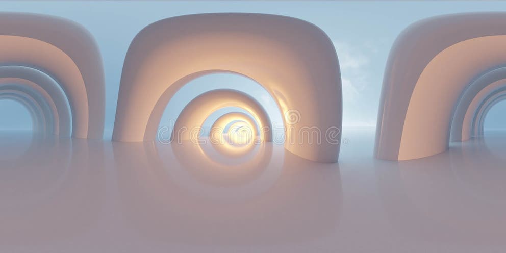 Abstract 3D Render of Infinite Looping Arches in a Surreal Landscape ...