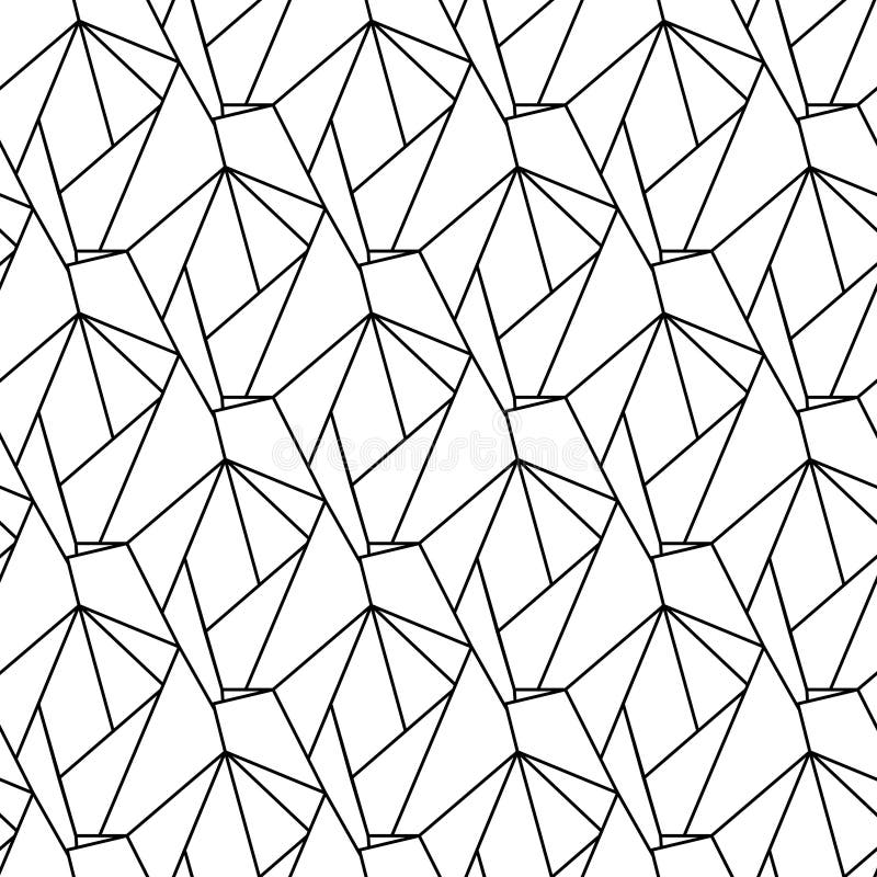 The Image Features a Seamless Pattern of Black Lines Forming Geometric ...